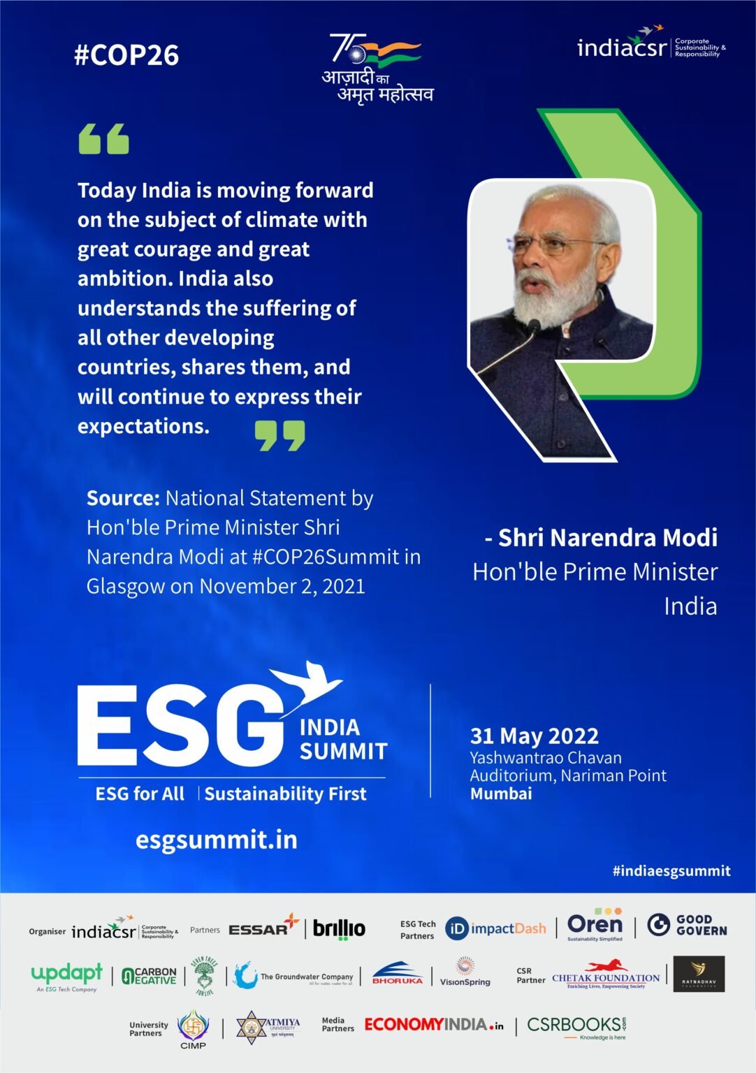 India ESG Summit Taking The COP26 Agenda And India’s Commitment Forward - India CSR