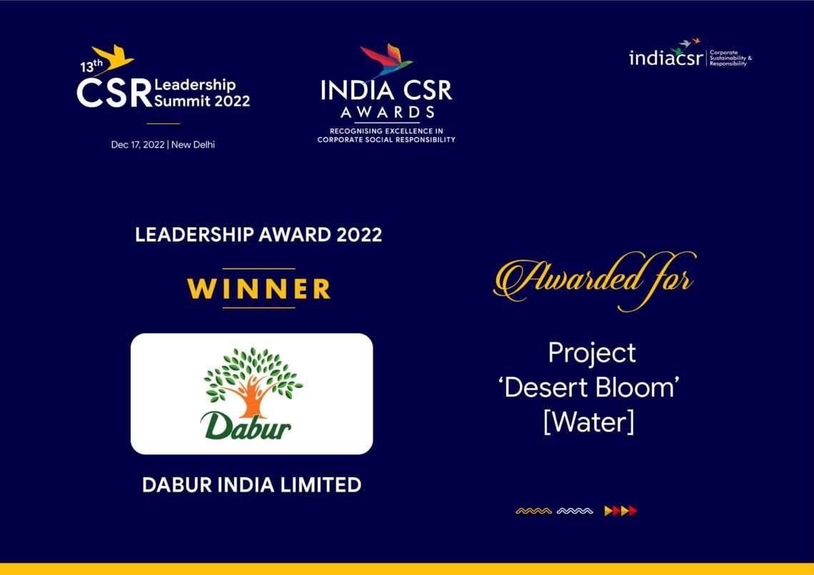 India CSR Awards: Dabur India Honored For 'Desert Bloom' Ensuring Year ...