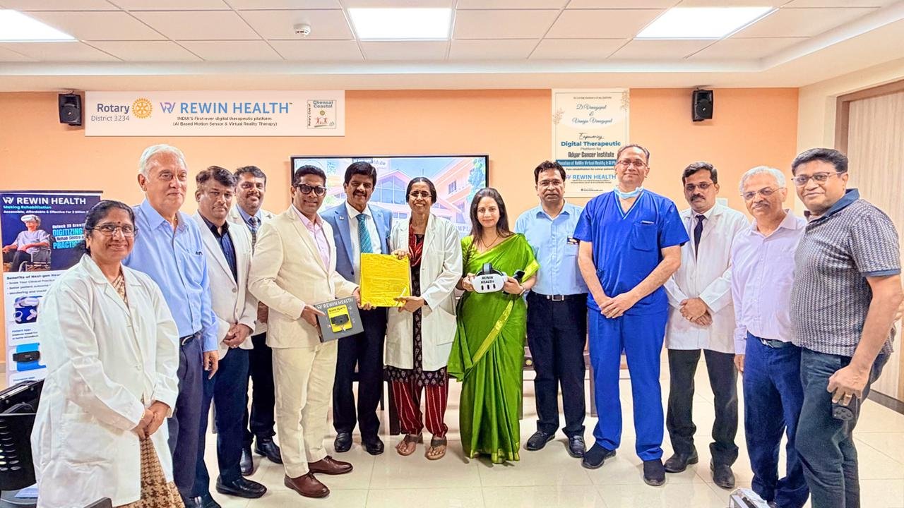 CSR: Rewin Health Donates Rs 25 Lakh VR-AI Rehab Tech to Adyar Cancer I ...